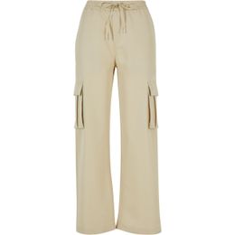 Stoffhose Urban Classics "Urban Classics Damen Ladies Vicose Straight Leg Cargo Pants", Damen, Gr. M, US-Größen, grau (concrete), 68% Viskose, 32% Polyester, unifarben, loose fit, Hosen