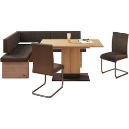 Essgruppe Hela "BERKEL", schwarz (artisan eiche, schwarz, braun, braun, artisan eiche, schwarz), Webstoff, Synchron-Auszug, Artisan Eiche/Schwarz,Braun, Holzwerkstoff, Metall, Stoff, Sitzmöbel-Sets, Synchronauszug;Säulentisch;beidseitig montierbar;Schwinger