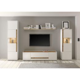 Wohnwand Inosign "City/Giron, moderne Anbauwand, Komplettset in vielen Farben verfügbar", weiß, B:310cm H:197cm T:45cm, Holzwerkstoff, Kastenmöbel-Sets, enthält zwei Vitrinen, ein Lowboard & ein Wandboard, Topseller
