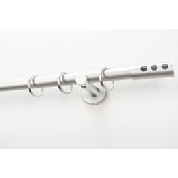 Gardinenstange Garesa "EASY", silber (silberfarben), B:64cm L:230cm &Oslash;:20mm, Aluminium, Gardinenstangen, Vorhanggarnitur, verl&auml;ngerbar, Endk. mit 3 L&ouml;cher, Alu, m. Ringe