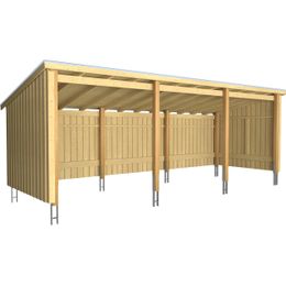 Gartenhaus Plus "Nordic Multi", beige (natur), Holzwerkstoff, Gartenhäuser, Gartenhaus 14 m², 3 Module, inkl. Dachpappe/Aluleisten/H-Füße