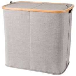 Möve Wäschetruhe MÖVE, grau, B:54cm H:50cm T:33cm, Stoff, Wäschesammler, mit innovativen Bambusrahmen