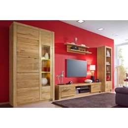 Wohnwand VOGL MÖBELFABRIK "Toronto", braun (wildeiche teilmassiv), B:357cm T:42cm, Kastenmöbel-Sets