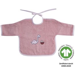Wörner Lätzchen WÖRNER "Dinofamilie", Baby, rosa, Baumwolle, Lätzchen, Biobaumwolle, mit Ärmeln, maschinenwaschbar, trocknergeeignet