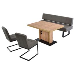 K+w Komfort & Wohnen Polsterbank K+W KOMFORT & WOHNEN "Spider II", braun (canyon 80, schwarz), B:192cm H:88cm T:67cm, Sitzbänke, Sitzsteppung, bequem durch Sandwichbauweise, Metallkufe in schwarz