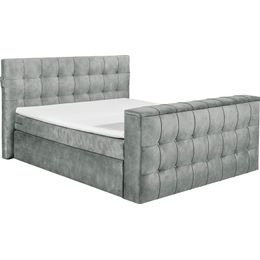 Boxspringbett "Richmond", grau, B:203cm L:243cm, SET ONE BY Musterring, Komplettbetten, Boxspringbett, versenkbarer TV- Halterung mit Fernbedienung