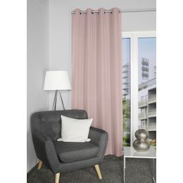 Vorhang HOME BASICS "ATLANTIK" Gr. 1, rosa (altrosa), B:140cm H:235cm, Polyester, Gardinen, Ösenschal Uni ATLANTIK