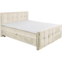 Boxbett ED EXCITING DESIGN "Valetta", beige (creme), B:185cm L:224cm, 100% Polyester, Komplettbetten, Boxspringbett, mit Bettkasten, inkl. Topper