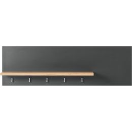 Wandregal KOCHSTATION "KS-Westminster", grau (grau dunkel), B:130 H:40 T:20, FSC-zertifizierter Holzwerkstoff, Regale, Breite 130 cm, mit 5 Haken, exclusiv by Otto