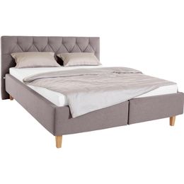 Polsterbett Home Affaire "Sunley 100", grau (hellgrau), B:183cm L:210cm, Struktur (100% Polyester), Strukturstoff (100% Polyester), Betten, Kreuzsteppung, Kopfteilhöhe 102 cm, ohne oder mit Matratze/Lattenrost