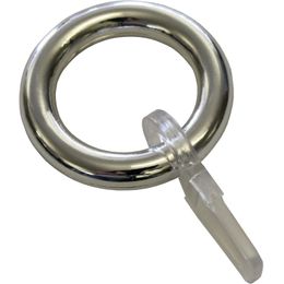 Gardinenring Gardinia "mit Faltenlegehaken" Gr. 1, grau (chromfarben), 10 Stk., Gardinenbefestigungen, Serie Vitragestangen/Caféhausstangen