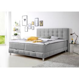 Boxbett Inosign "Vaasa", silber, B:214cm L:230cm, Komplettbetten, inkl. Bettkasten & Topper, XXL-Ausführung, Überlänge 220 cm