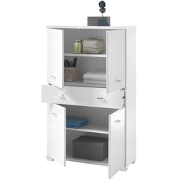 Midischrank BASIC BY BALCULINA "Pool, Badezimmerschrank BxHxT 76x123x31", weiß (weiß, weiß hochglanz), B:76cm T:31cm, Holzwerkstoff, Schränke, Breite 76cm, Tür L/R montierbar
