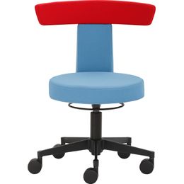 mayer Sitzmöbel Arbeitshocker MAYER SITZMÖBEL "Funktionshocker myDUO", blau (hellblau, rot), B:54cm H:86cm T:56cm, 100% post-consumer recyceltes Polyester, Hocker, Bürohocker Kinderdrehstuhl Drehstuhl, besonders niedrige Sitzhöhe