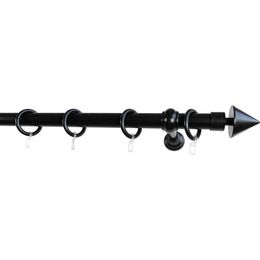 Gardinenstange Garesa "SEMARA", schwarz, L:480cm Ø:28mm, Holzwerkstoff, Kunststoff, Gardinenstangen, Vorhanggarnitur, Kunststoff, verlängerbar, mit Ringe/2 Lauf Gleiter