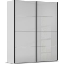 Schwebetürenschrank Rauch "Kleiderschrank Schrank Garderobe Schlafzimmerschrank SCALE-FYRA", grau (seidengrau, glas seidengrau, griffleisten schwarz), B:181cm H:223cm T:67cm, Holzwerkstoff, Schränke, edle viergeteilte Türen mit Glas-Front viele Farben MADE IN GERMANY