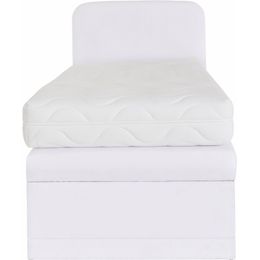 Boxspringbett, weiß, B:105cm L:212cm, Box und Kopfteil: Microvelours (100% Polyester) oder Kunstleder (Polyurethan);Bezug der Obermatratze: 100% Polyester, Westfalia Schlafkomfort, Komplettbetten, Boxspringbett, wahlweise mit Bettkasten