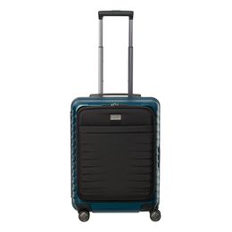 TITAN® Hartschalen-Trolley TITAN "LITRON Frame mit Vortasche, Safeplus-Verschluss", Gr. B/H/T: 40 x 55 x 23 42, blau (petrol), Polycarbonat, metallic, unifarben, Koffer, Hartschalen-Koffer Made in Germany mit 10 Jahren Herstellergarantie