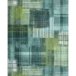 Vliestapete Komar "Digitaldruck Vlies - Patchy Plaid - Größe 200 x 250 cm", grün (grün, blau), B:200m L:250m, Vlies, Tapeten, Wohnzimmer, Schlafzimmer