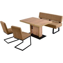 K+w Komfort & Wohnen Polsterbank K+W KOMFORT & WOHNEN "Spider II", braun (cognac 71, schwarz), B:160cm H:88cm T:67cm, Sitzbänke, Sitzsteppung, bequem durch Sandwichbauweise, Metallkufe in schwarz