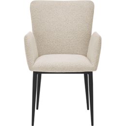 Esszimmerstuhl "El Paso", beige (creme, matt schwarz), B:57cm H:86cm T:62cm, Stoff, SET ONE BY Musterring, Stühle, Vierfuß-Gestell schwarz, verschiedene Farben, Maße B58 x H86 x T62 cm