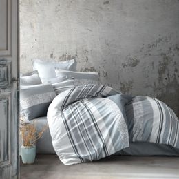 Bettwäsche Schiesser "Adele aus weicher Baumwolle mit im Paisley-Streifen-Look", grau, B/L: 155cm x 220cm, 1 Stk., 1 Stk., Renforcé, B/L:, 2 Stk., Renforcé, Obermaterial: 100% Baumwolle, Bettwäsche, MADE IN GREEN by OEKO-TEX