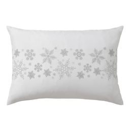 Kissenbezug Dreams "Schneeflocke, Weihnachtsdeko", bunt (weiß, silberfarben), B:40cm L:60cm, Polyester, Obermaterial: 100% Polyester, Kissenbezüge, mit aufwendiger Stickerei