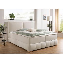 Boxbett OTTO HOME "Wehma", beige, B:190cm L:213cm, Komplettbetten, in H2, H3 & H4 wählbar, inklusive Topper