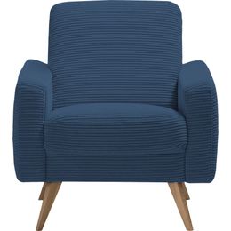 Sessel exxpo - SOFA FASHION "Samso, Loungesessel", blau (navy), B:82cm H:87cm T:80cm, 100% PES, Sessel, Einzelsessel, elegant und bequem, aktueller Cord Bezug