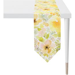 Tischband Apelt "6511 SUMMERTIME, Sommerdeko, Sommer", gelb, B:25cm L:175cm, Baumwolle, Polyester, Tischdecken, Digitaldruck