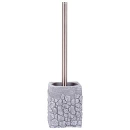 WC-Garnitur Sanilo "Grey Stone", grau, H:37cm, Edelstahl, Polyresin (Kunststein), Reinigungsb&uuml;rsten