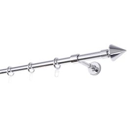 Gardinenstange Garesa "BASE", grau (chromfarben), L:450cm &Oslash;:20mm, Kunststoff, Metall, Gardinenstangen, Vorhanggarnitur, Kunststoff, verl&auml;ngerbar, Spitze, mit Ringe