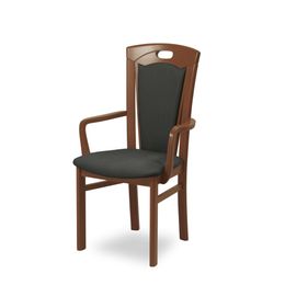 Esszimmerstuhl Home Affaire "FERDI, Armlehnstuhl, Made in Italy, Massivholz", braun (nuss, dgrau, nussbaum), B:55cm H:100cm T:57cm, Massivholz, Stühle, Bezug Feinstruktur (wasser-und fleckabweisend) oder Struktur