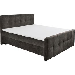 Boxbett ED EXCITING DESIGN "Valetta", braun (dunkelbraun), B:185cm L:224cm, 100% Polyester, Komplettbetten, Boxspringbett, mit Bettkasten, inkl. Topper