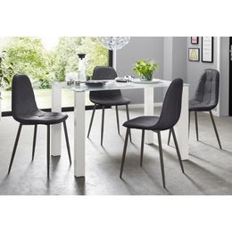 Essgruppe Inosign, schwarz-weiß (weiß, schwarz,), B:120cm, Sitzmöbel-Sets, mit Glastisch, Breite 120 cm