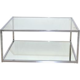 Couchtisch, grau (chromfarben, chromfarben, klarglas), B:80cm H:35cm T:80cm, HOFMANN LIVING AND MORE, Tische, Couchtisch Eckige Couchtische Glas-Couchtisch