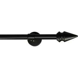 Gardinenstange Garesa "SPYRNA", schwarz, L:390cm &Oslash;:16mm, Holzwerkstoff, Metall, Gardinenstangen, Vorhanggarnitur, verl&auml;ngerbar, Spitze, ohne Ringe