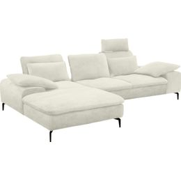 Ecksofa W.Schillig "valentinoo, Designsofa, bequem, elegant und zeitlos, L-Form", wei&szlig; (cream wei&szlig; z73), B:299cm H:83cm T:178cm, Longlife Xtra-Leder Z73: Naturwalkleder der Luxusklasse aus den erlesensten Rohh&auml;uten. Hautst&auml;rke 1, 1 &ndash; 1, 3 mm, Sofas, Ecksofa, inklusive Hocker, mit Sitztiefenverstellung, Breite 299 cm