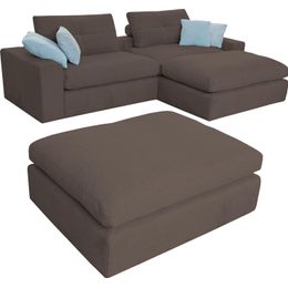 Hocker Alina "Sandy", braun (braun eqe 4), B:122cm H:46cm T:122cm, Chenille EQE (100% Polyester), Hocker, Polsterhocker, 122 cm breit und 122 cm tief
