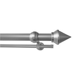 Gardinenstange Garesa "SEMARA", silber (silberfarben), L:160cm &Oslash;:28mm, Kunststoff, Stahl, Gardinenstangen, Vorhanggarnitur, Kunststoff, verl&auml;ngerbar, mit Ringe/2 Lauf Gleiter