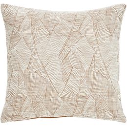 Kissenh&uuml;lle done. "Leaf Lines", grau (taupe, braun), B:45cm L:45cm, Baumwolle, Obermaterial: 72% Baumwolle, 28% Polyester, Kissenbez&uuml;ge, Kissenh&uuml;lle, Kissenh&uuml;lle vorderseitig Jacquardgewebt