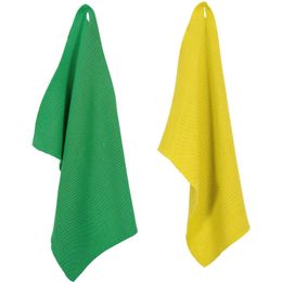 Geschirrtuch Pad "Monte", bunt (grün, gelb), H:1cm L:45cm T:30cm, 100% Baumwolle, Geschirrtücher