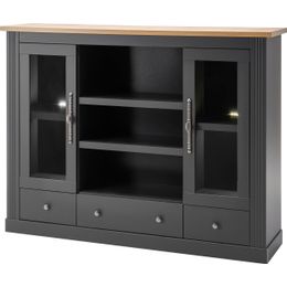 Highboard Home Affaire "Westminster BESTSELLER", dunkelgrau, wotan eiche, B:160cm T:41cm, Sideboards, im angesagten Landhaus-Look