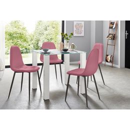 Essgruppe Inosign, rosa (weiß, rosa,), B:80cm, Sitzmöbel-Sets, mit Glastisch, Breite 80 cm