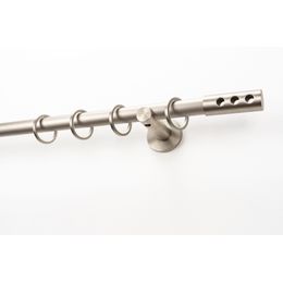Gardinenstange Garesa "EASY", gold (aluminiumfarben, nickelfarben), B:64cm L:210cm &Oslash;:20mm, Aluminium, Gardinenstangen, Vorhanggarnitur, verl&auml;ngerbar, Endk. mit 3 L&ouml;cher, Alu, m. Ringe