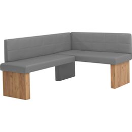 Eckbankgruppe MASSIVLINE & MORE "Anna", braun (holzwerkstoff mit farbe sonoma eiche, lotos 5311 grau, grau, eichefarben), Kunstleder, Langer Schenkel links (169/130cm), Holzwerkstoff, Kunstleder, Sitzmöbel-Sets, mit 2 Stühlen mit massiven Gestell