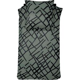 Bettwäsche Damai "Kline", grün, B/L: 135cm x 200cm, 1 Stk., 1 Stk., Renforcé (Bio-Baumwolle), B/L: 80cm x 80cm, 2 Stk., Renforcé (Bio-Baumwolle), Obermaterial: 100% Baumwolle, Bettwäsche, mit großformatigem Muster
