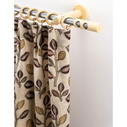 Gardinenstange Garesa "PANDORA", beige (mattchromfarben, natur), L:420cm Ø:20mm, Holzwerkstoff, Metall, Gardinenstangen, Vorhanggarnitur,Innenlaufgarnitur, verlängerbar, Knopf m.Ausschnitte