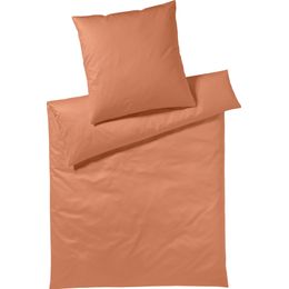 Bettwäsche Yes For Bed "Pure & Simple Uni in Gr. 135x200, 155x220 oder 200x200 cm", orange (koralle), B/L: 135cm x 200cm, 1 Stk., 1 Stk., Mako-Satin, B/L: 80cm x 80cm, 2 Stk., Mako-Satin, Obermaterial: 100% Baumwolle, Bettwäsche, Bettwäsche aus Baumwolle, zeitlose Bettwäsche mit seidigem Glanz