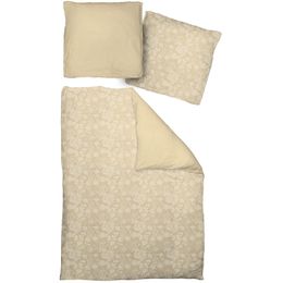Wendebettwäsche Adam "Flower", beige, B/L: 135 x 220, 1, 1, Renforcé, B/L: 80 x 80, 2, Renforcé, Obermaterial: 100% Baumwolle, Bettwäsche, mit Blumen
